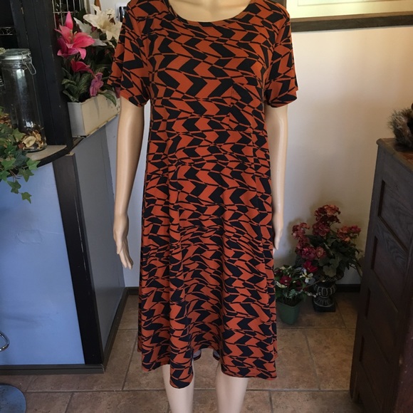 Dresses | Lularoe Carlie Hilow Rust And Black Design Pre Owned Good ...